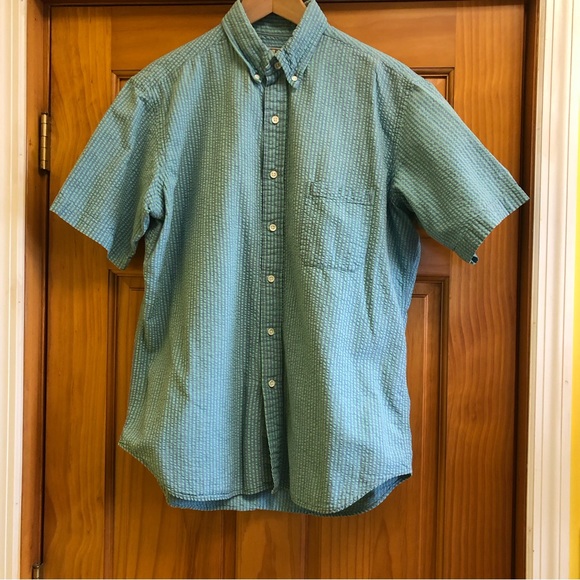 L.L. Bean | Shirts | Vintage Mens Ll Bean Button Down Shirt Size Large Short Sleeves Bluegreen ...